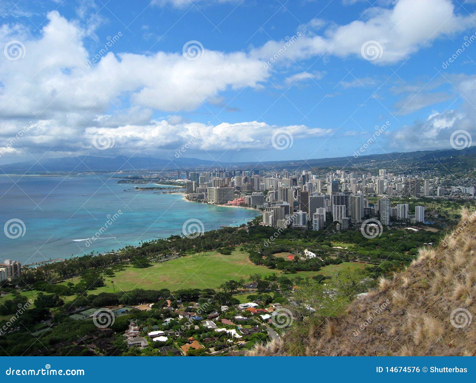 Hawaiian scene from crater stock photo. Image of clouds - 14674576