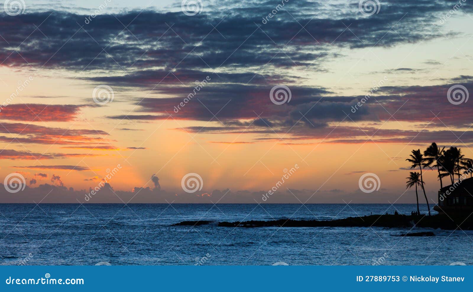Hawaiian Sunset stock image. Image of tree, landscape - 27889753