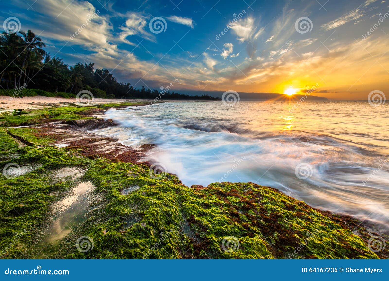 Hawaiian Sunset stock photo. Image of shore, hawaiiansunset - 64167236