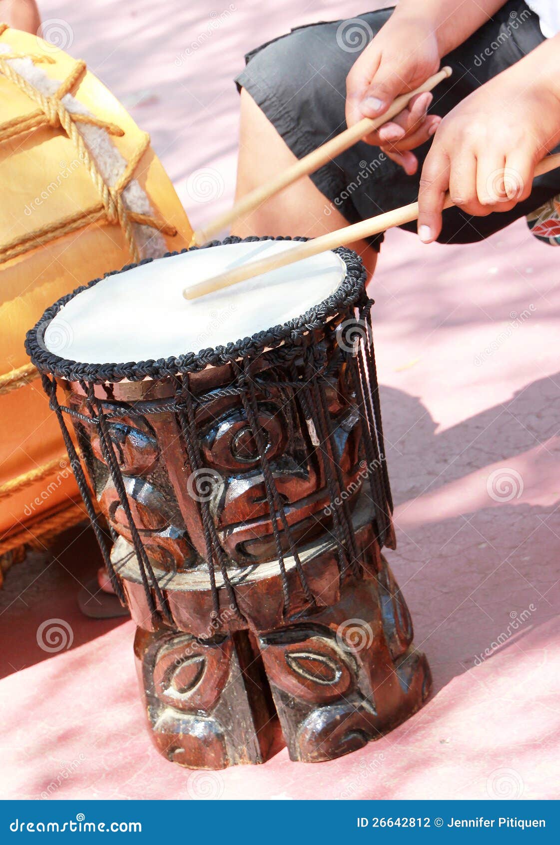 Hawaiian Tiki Drum stock photo. Image of hawaiian, artist - 26642812