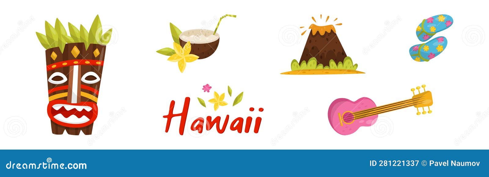 Hawaiian Tropical Objects and Attributes Vector Set Stock Vector ...