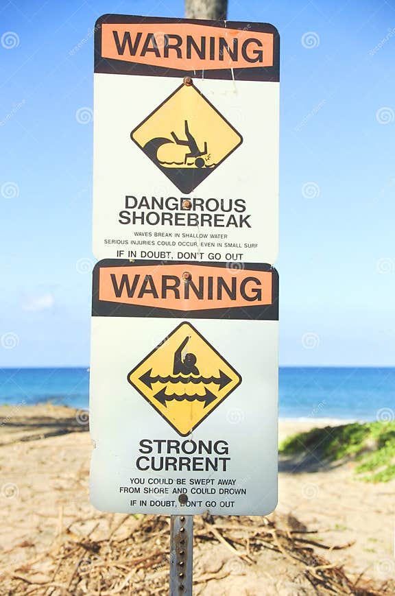 Hawaiin Beach Warning Signs Stock Image - Image of safety, beach: 423539