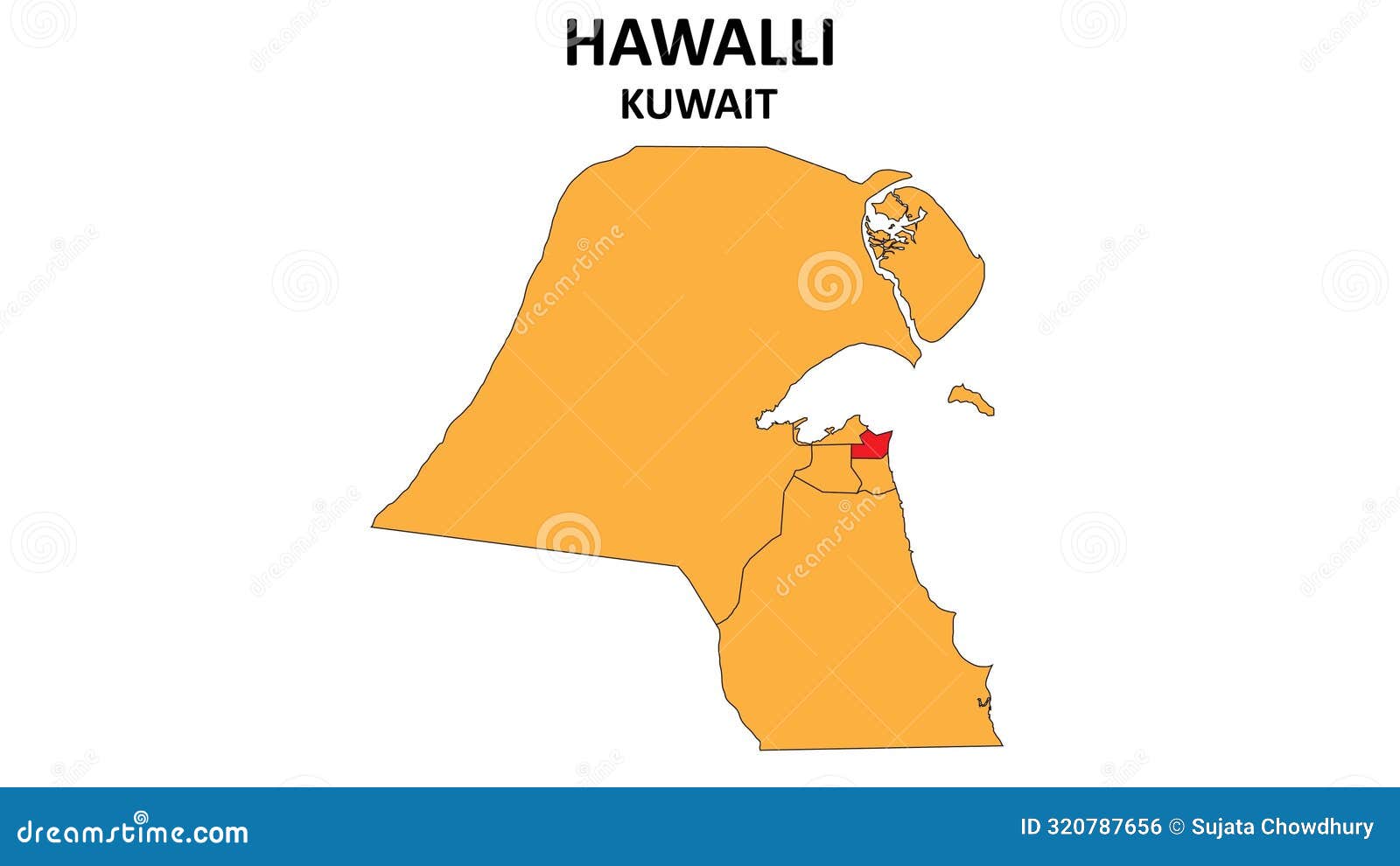 Hawalli Map in Kuwait. Vector Map of Kuwait. Regions Map of Kuwait ...