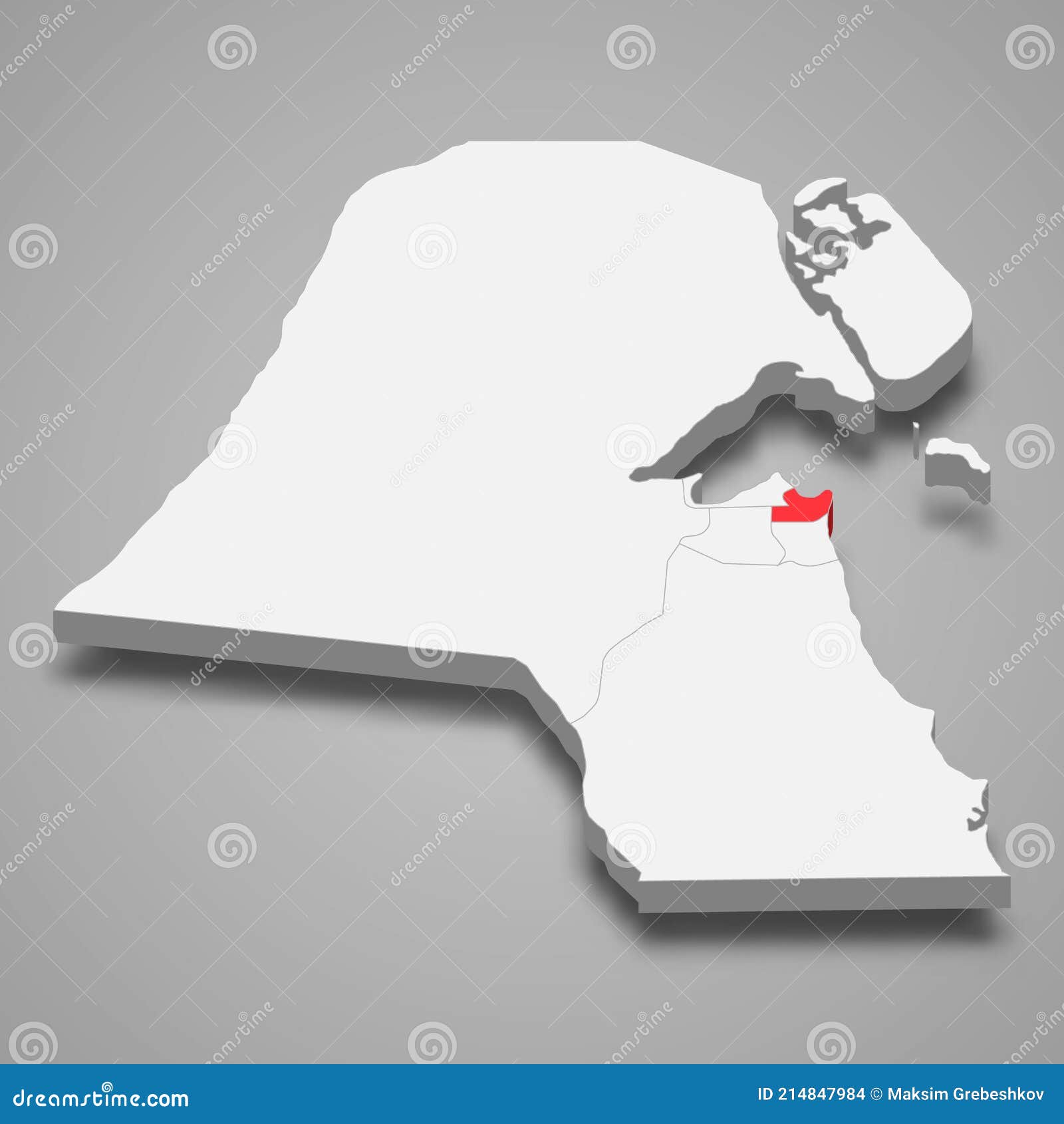 Hawalli Region Location within Kuwait 3d Map Stock Vector ...