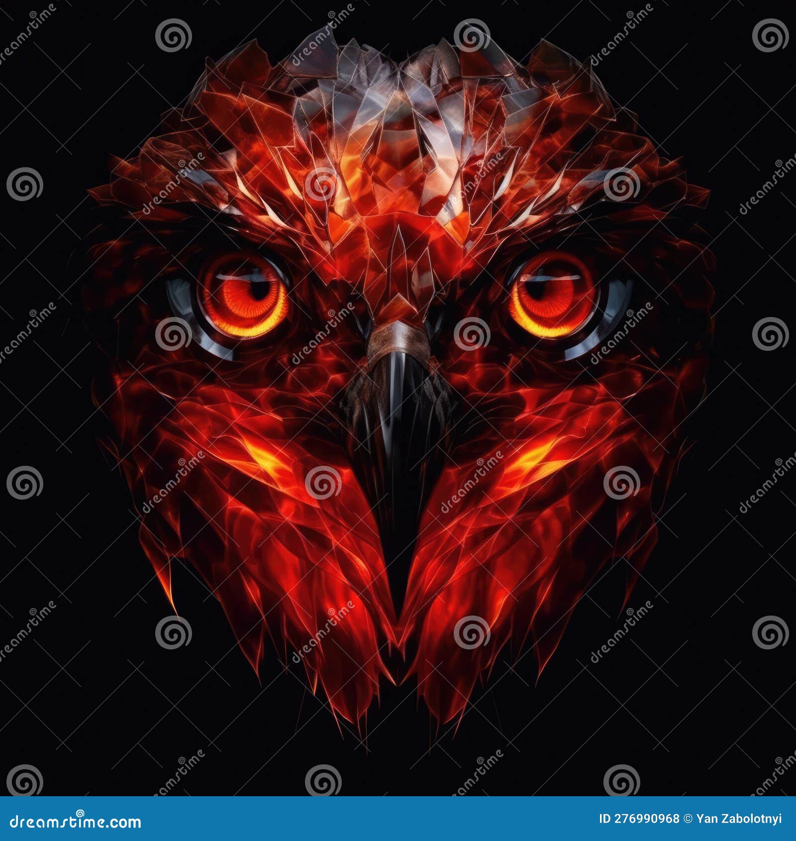 Hawk Bird Face Shape in Red Fire on Black Background. Generative AI ...