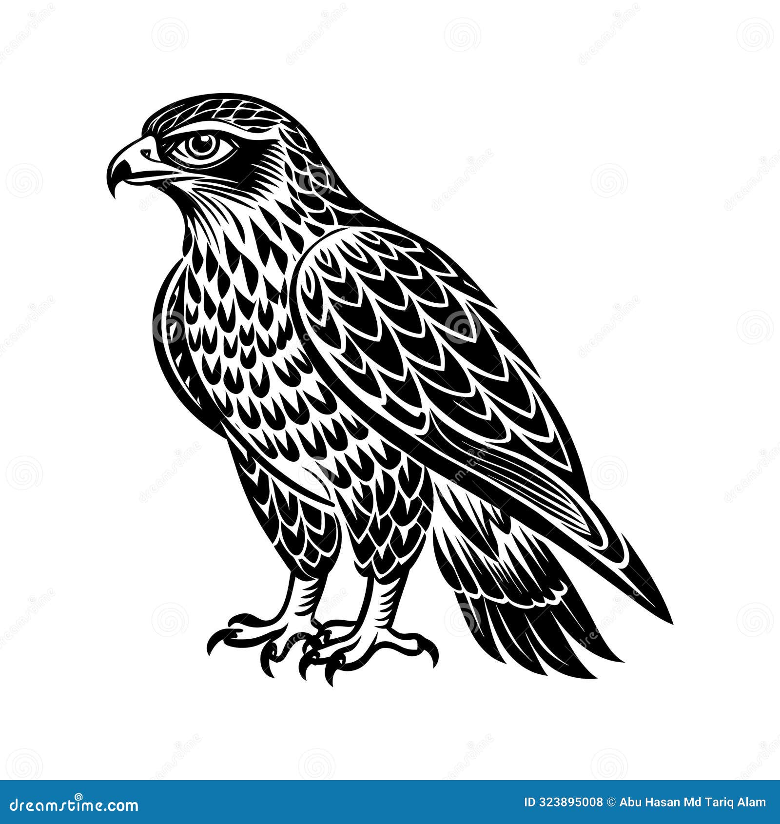 A Detailed Hawk Bird Silhouette Stock Illustration - Illustration of ...