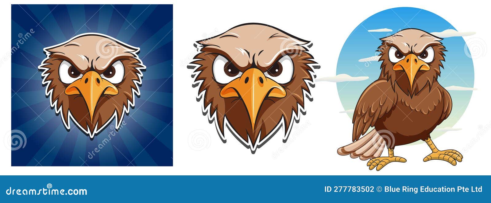 Hawk Cartoon Clipart. Hawk Vector Illustration In Flat Style. Hand ...