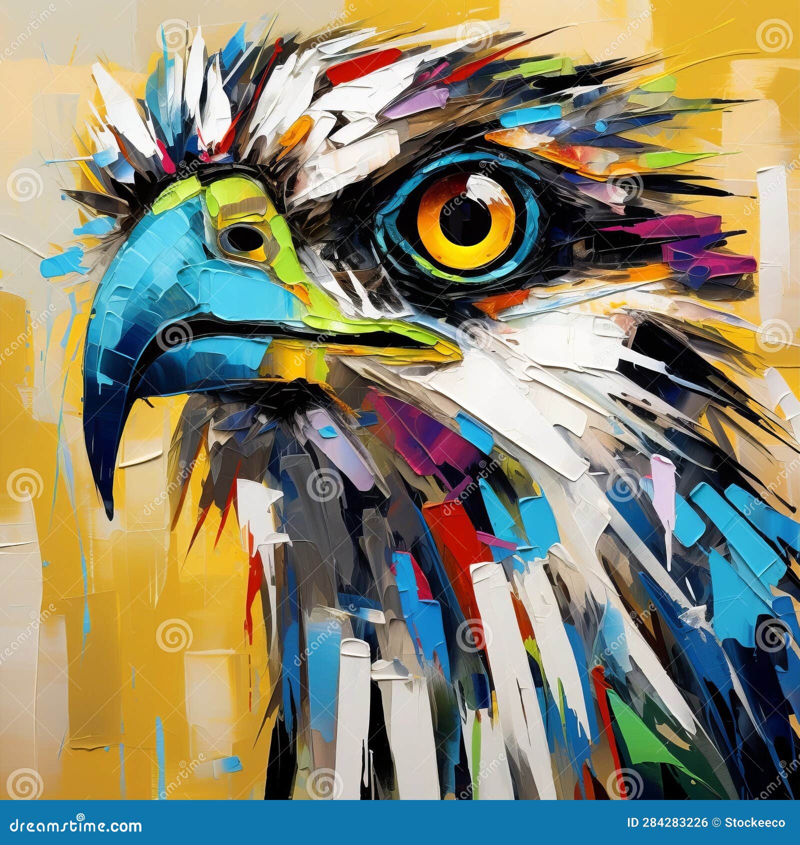 Colorful Abstract Eagle Painting Inspired by Atroshenko and Cheng Stock ...