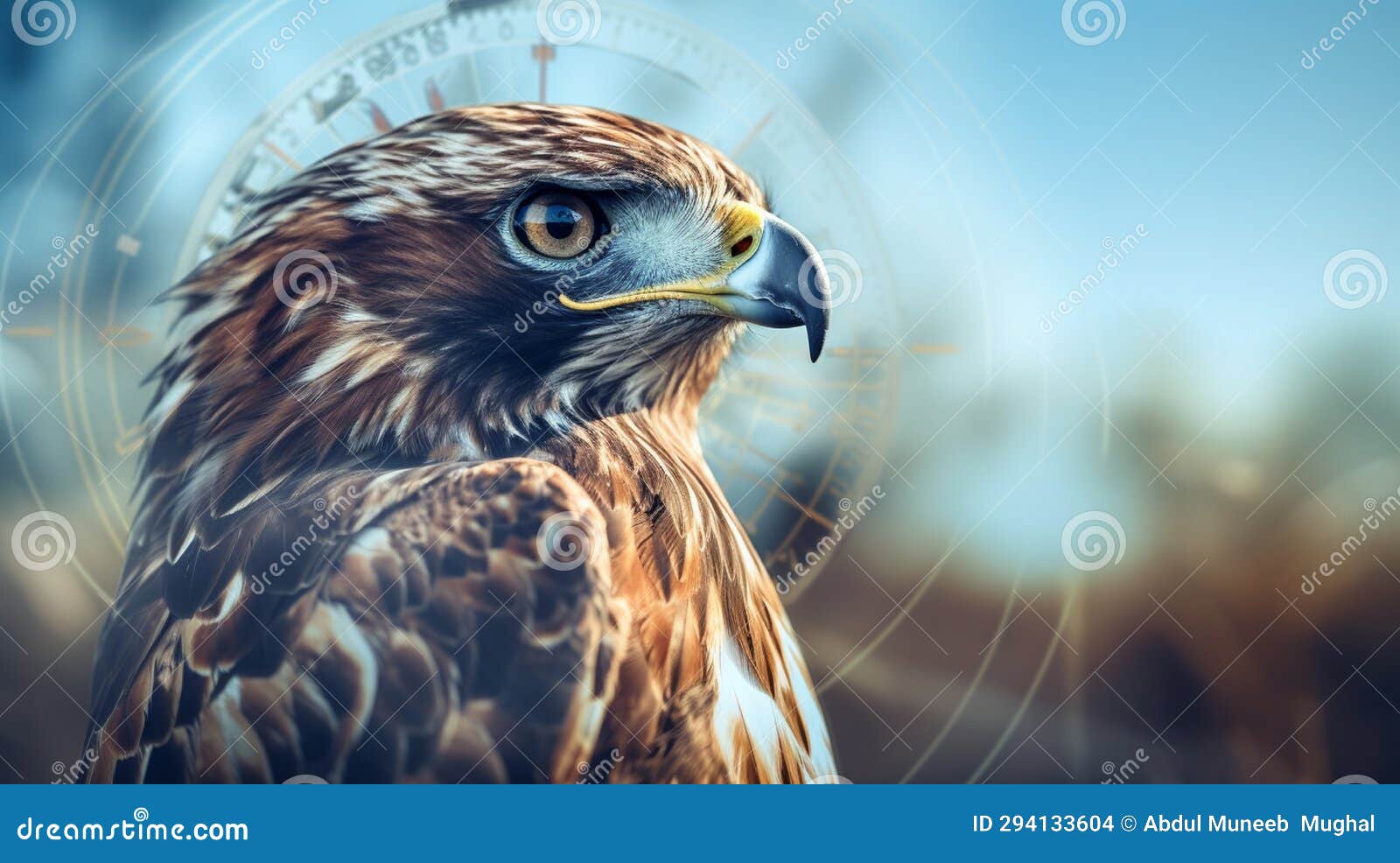 A Hawk and a Compass Combined Stock Photo - Image of marketing ...