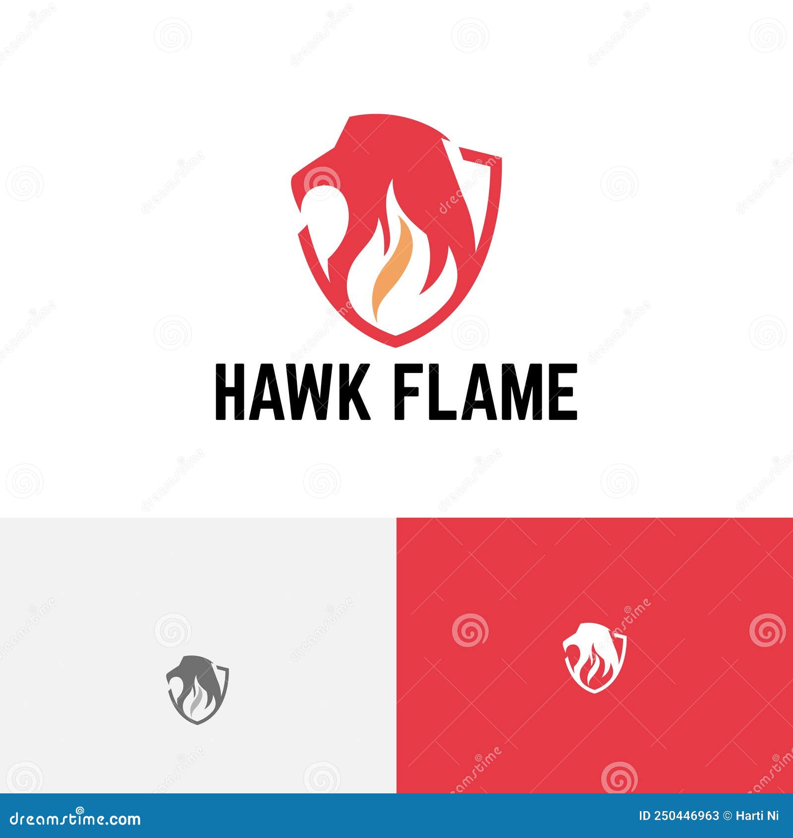 Hawk Flame Eagle Bird Fire Shield Animal Protection Logo Stock Vector ...