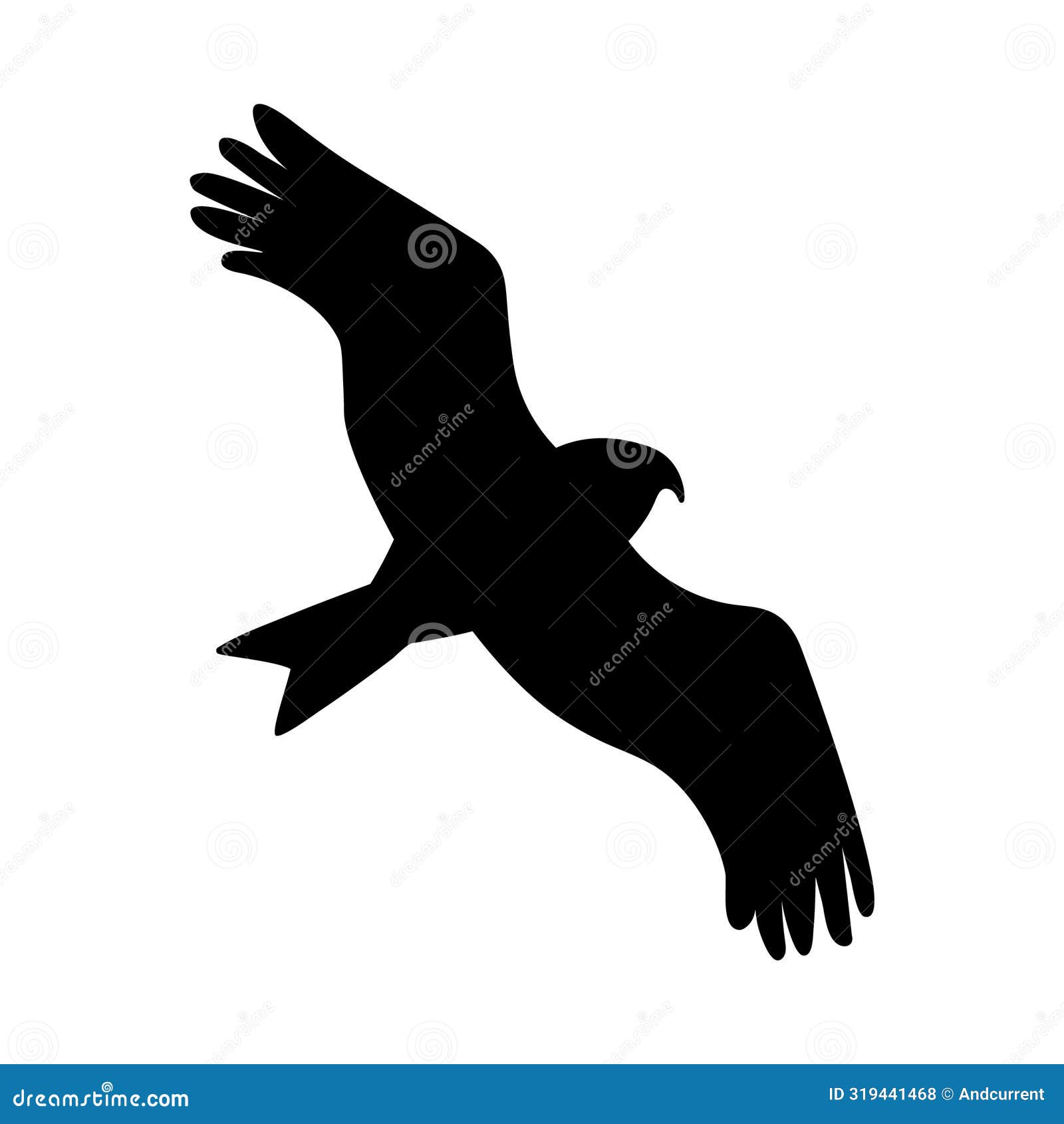 Hawk Flying. Vector Black Drawing Silhouette Image. Stock Illustration ...