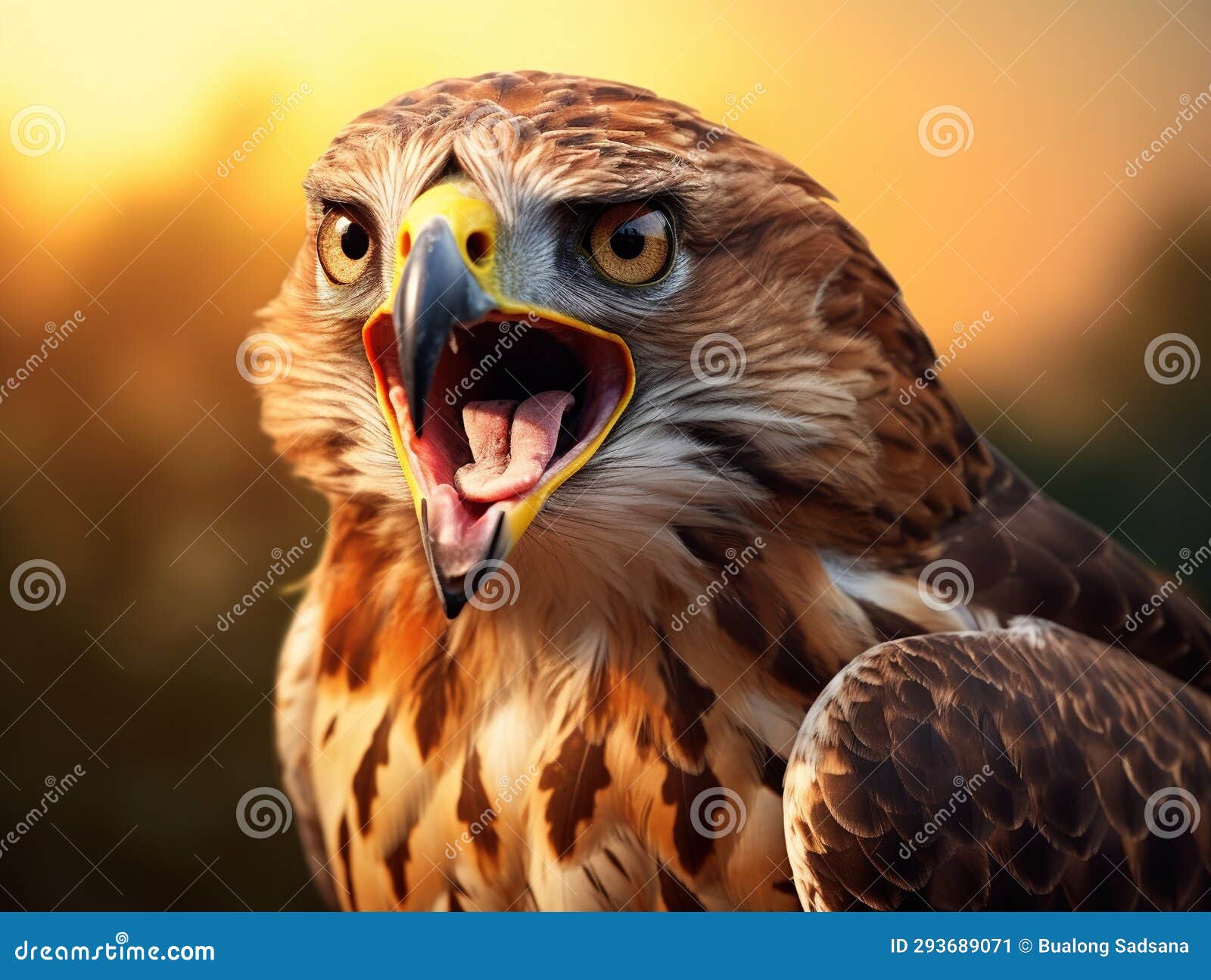 Hawk with Open Beak stock illustration. Illustration of danger - 293689071