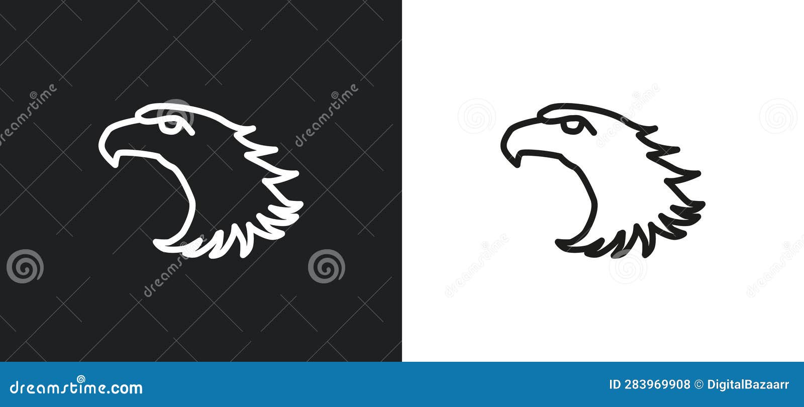 Hawk Outline Icon in White and Black Colors. Hawk Flat Vector Icon from ...
