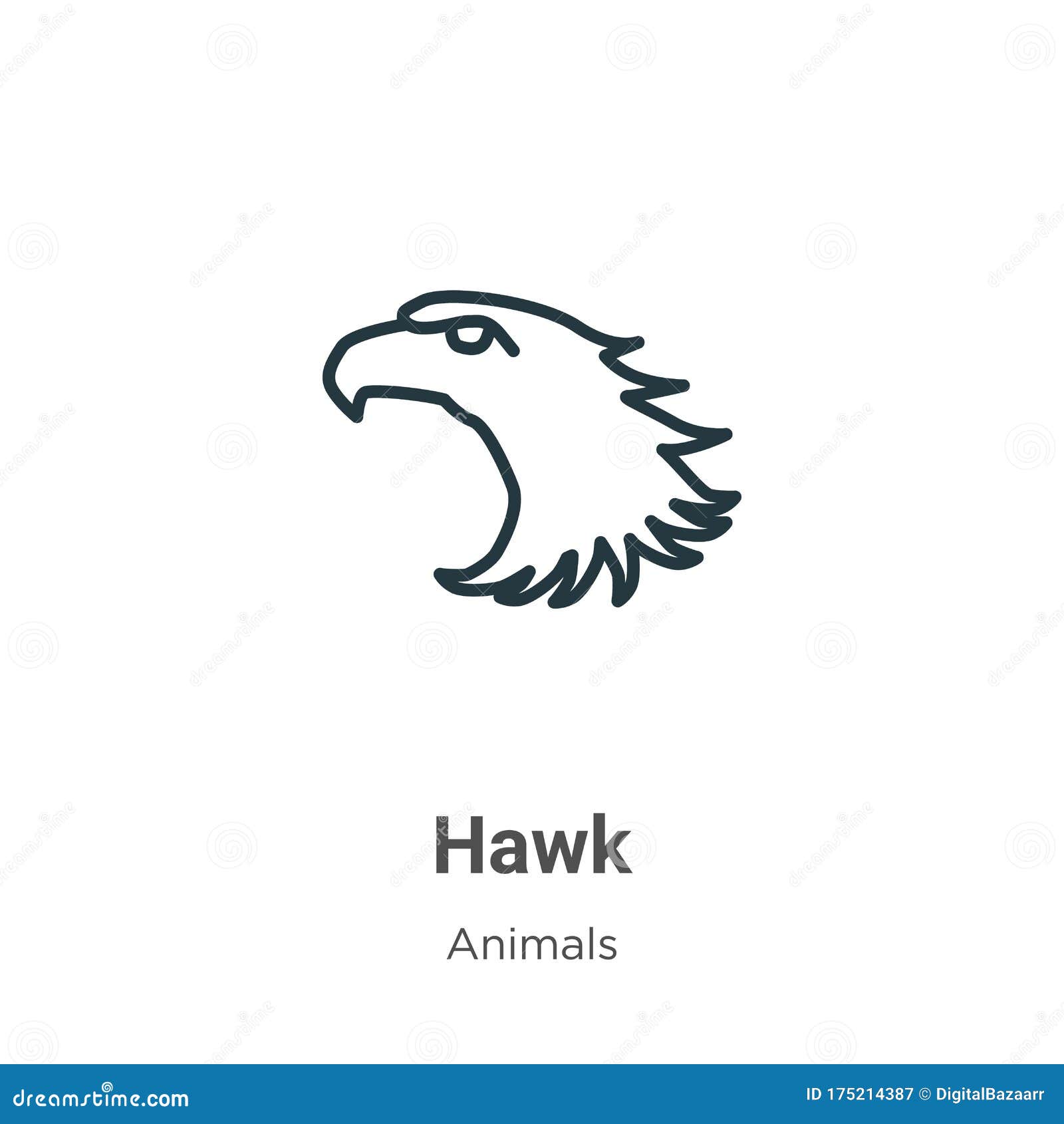 Hawk Outline Vector Icon. Thin Line Black Hawk Icon, Flat Vector Simple ...