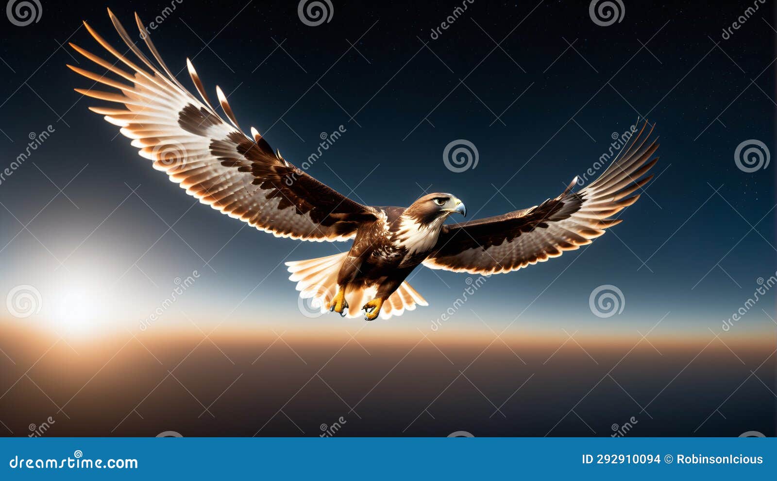 Hawk in the Sky. Highly Detailed and Realistic Closeup Stock ...