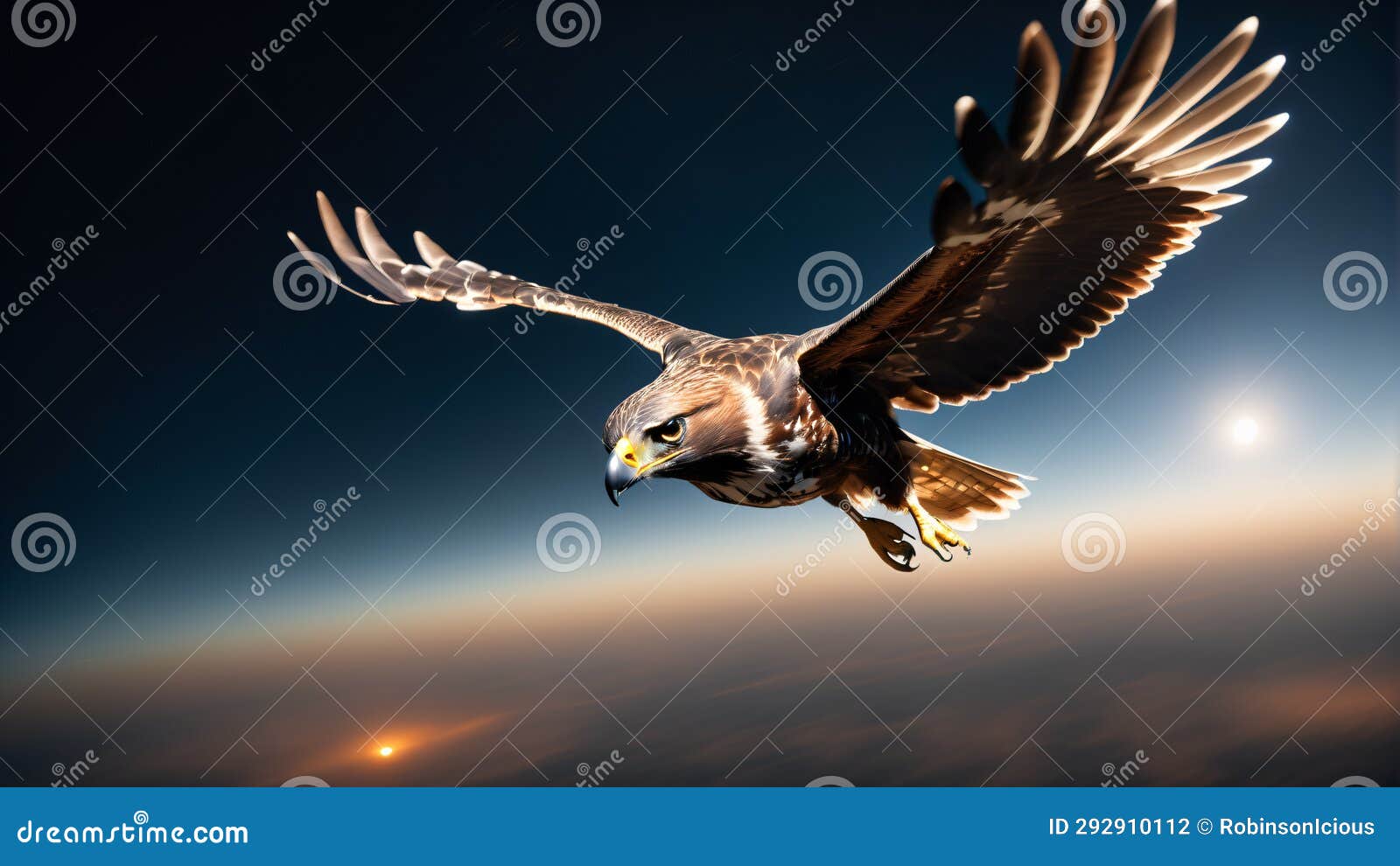 Hawk in the Sky. Highly Detailed and Realistic Closeup Stock ...