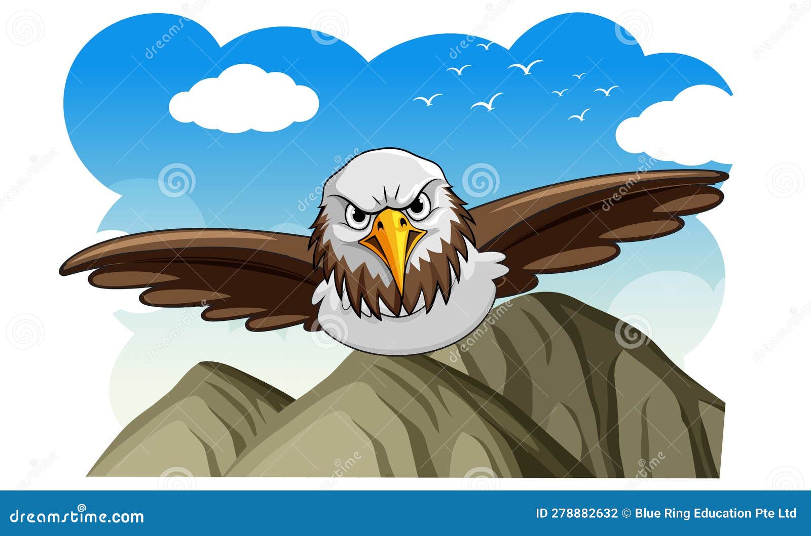 Hawk Soaring through the Sky in Cartoon Style Stock Vector ...