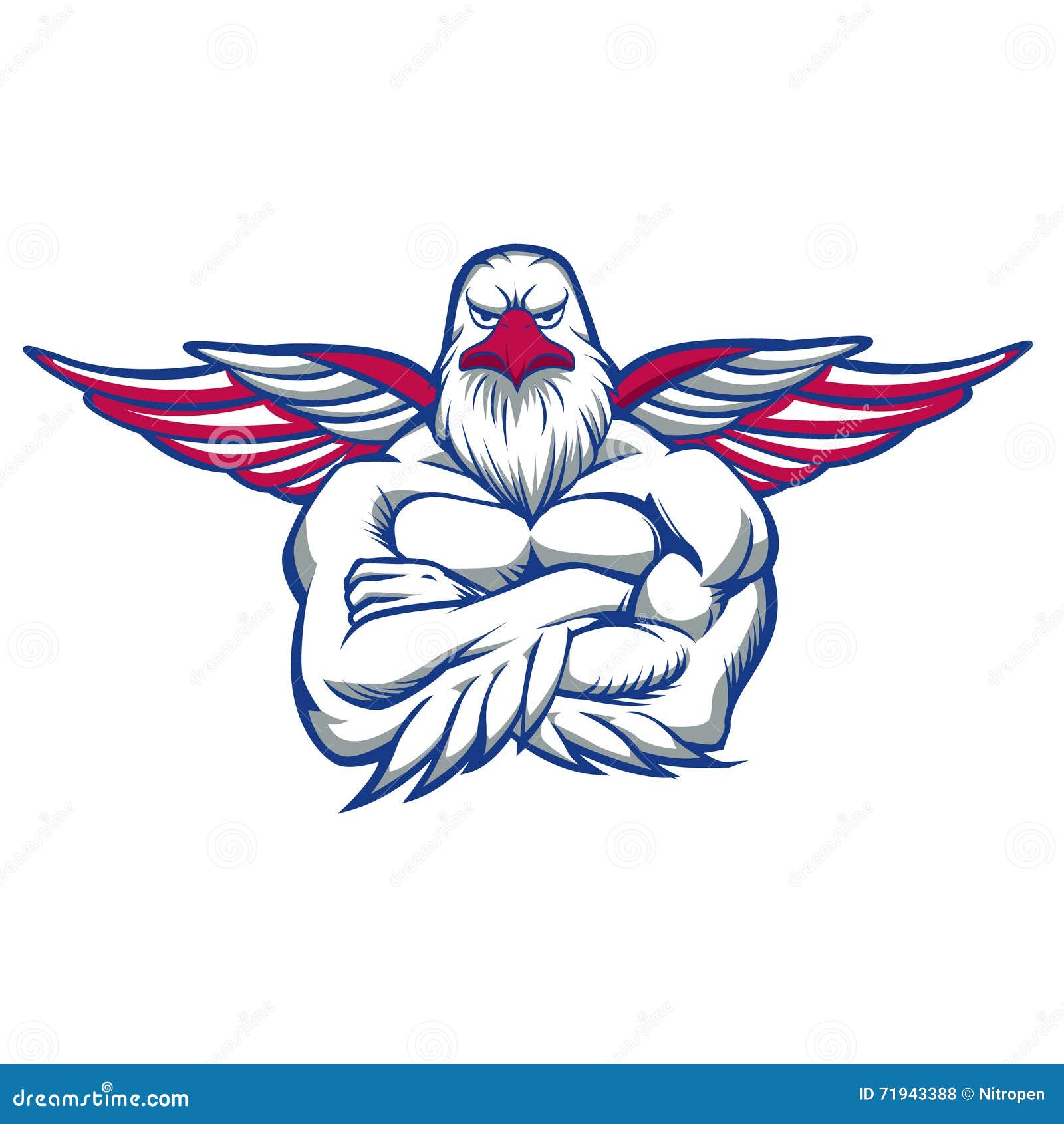 Hawk spreading the wings stock vector. Illustration of cartoon - 71943388