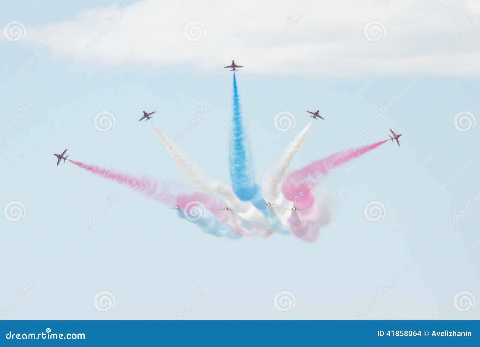 Hawk T1 Jets with Colored Smokes on Air Show Stock Photo - Image of ...