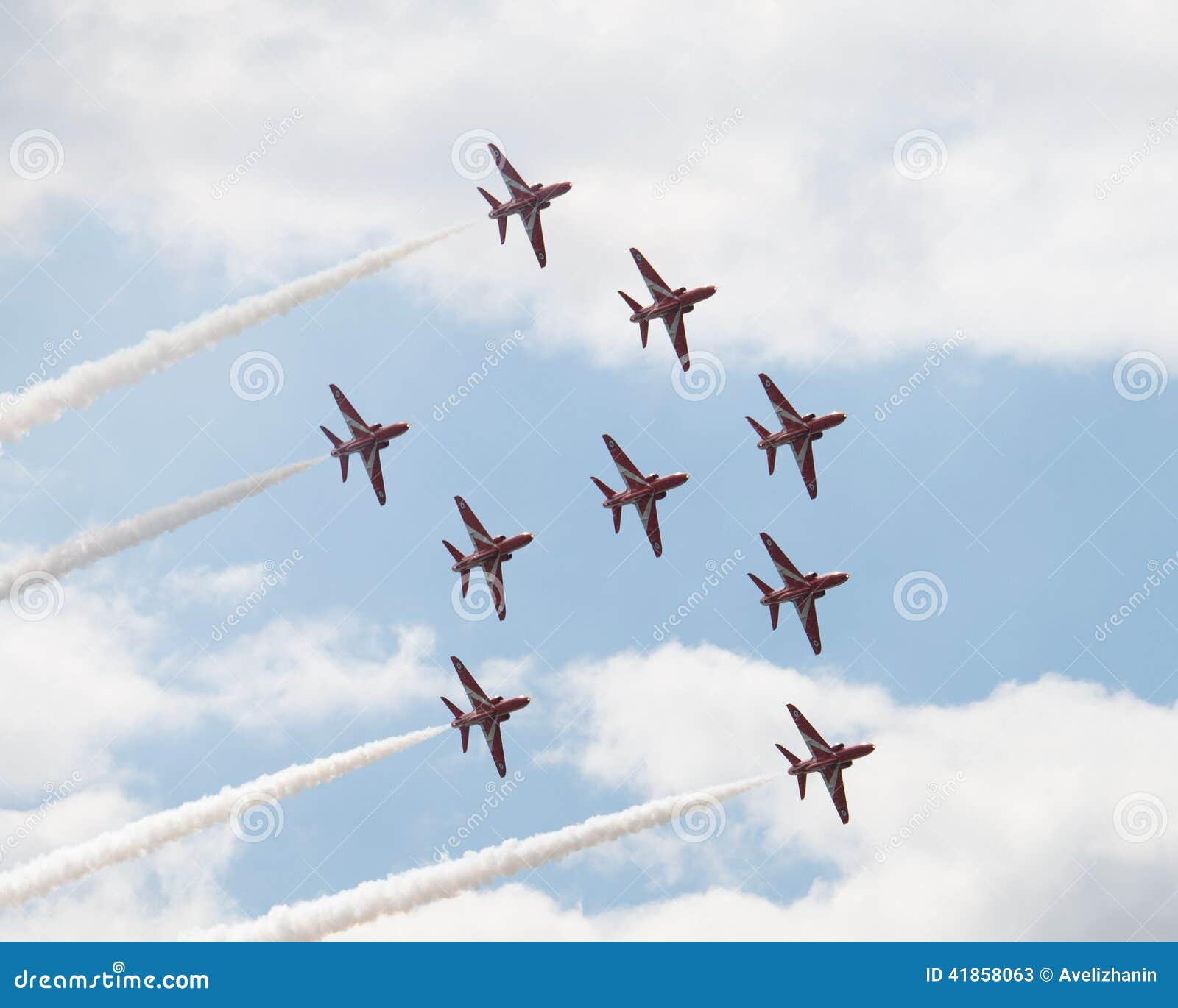 Hawk T1 Jets in Double Arrow Formation on Air Show Stock Image - Image ...