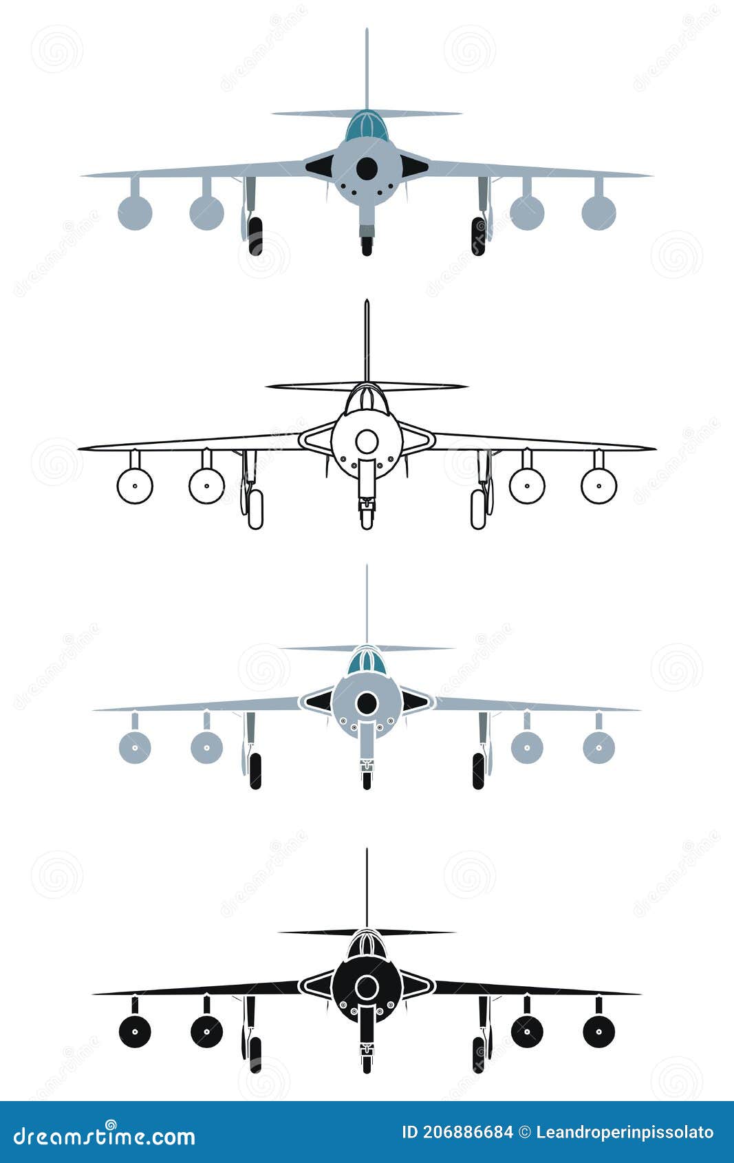 Hawker Hunter in Front View Stock Vector - Illustration of bomb ...