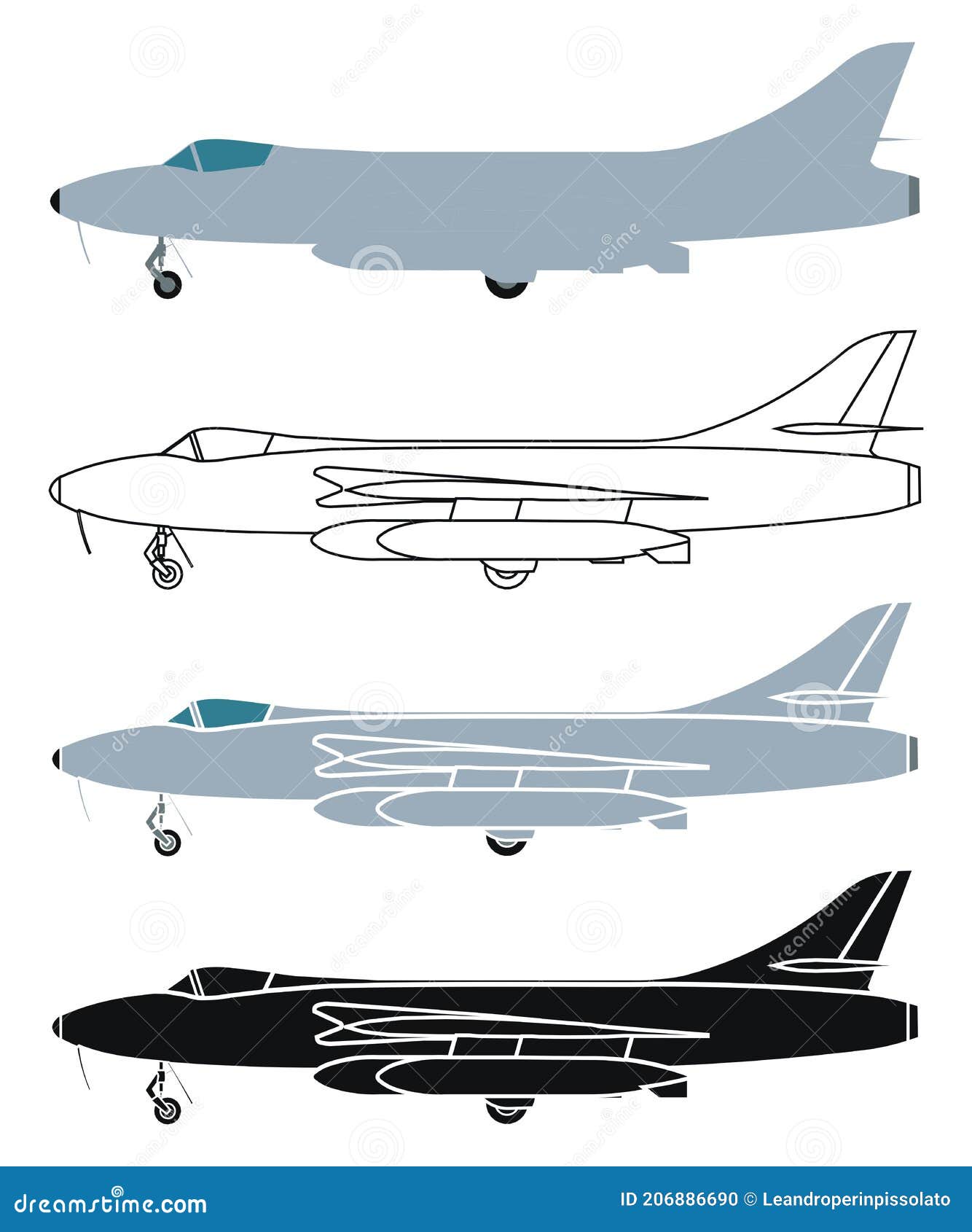 Hawker Hunter in Right View Stock Vector - Illustration of classic ...
