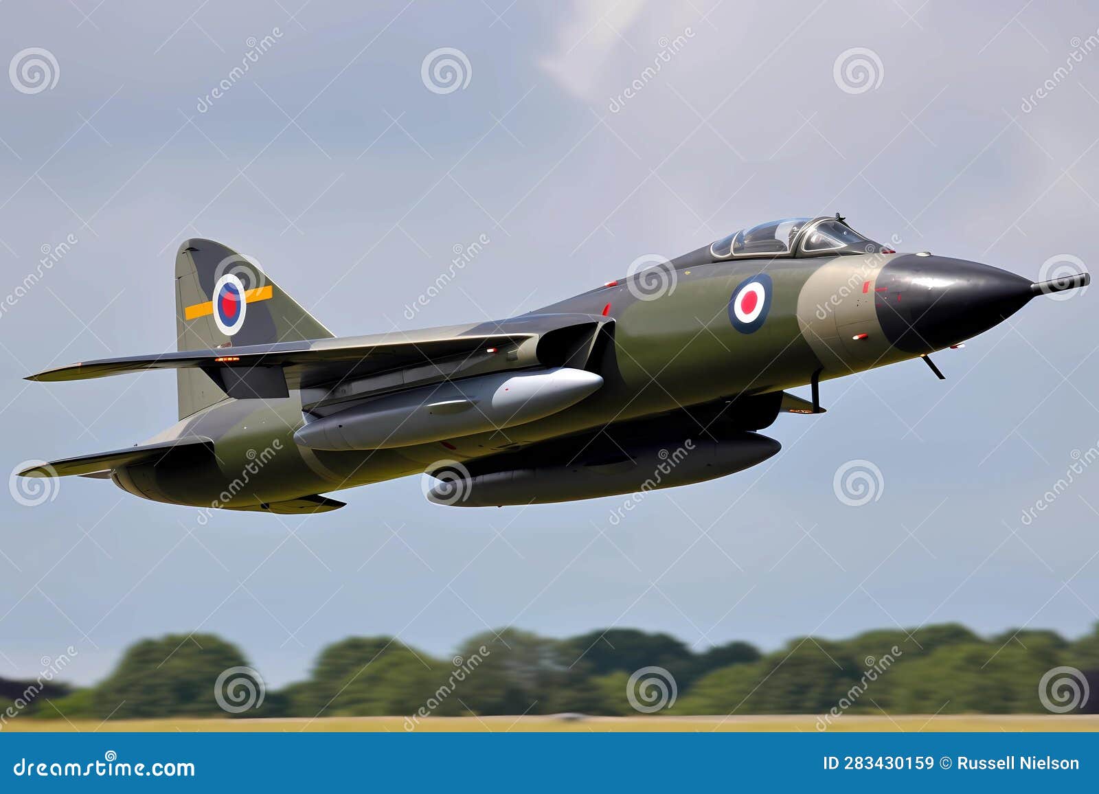Hawker Hunter In Top View Cartoon Vector | CartoonDealer.com #206886677