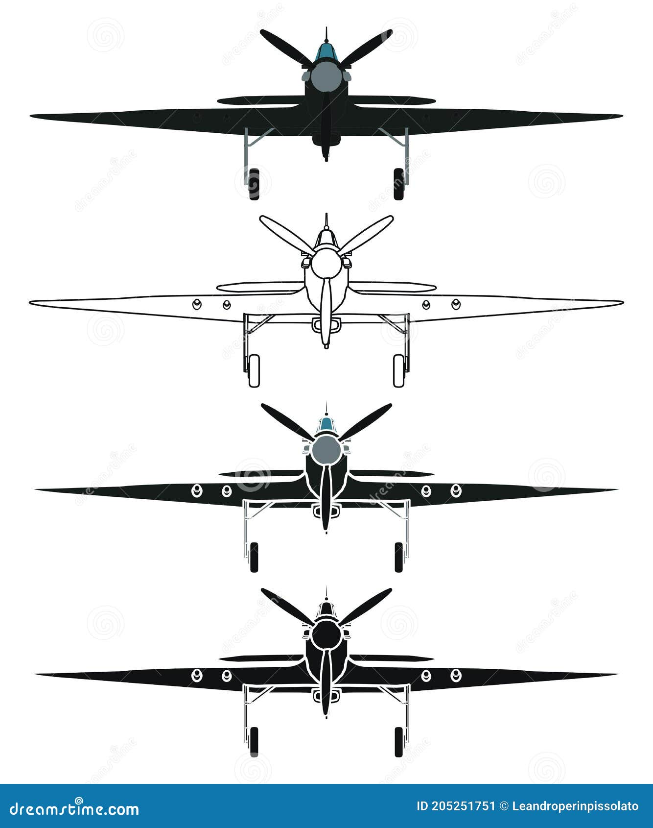 Hawker Hurricane in Front View Stock Vector - Illustration of aviation ...