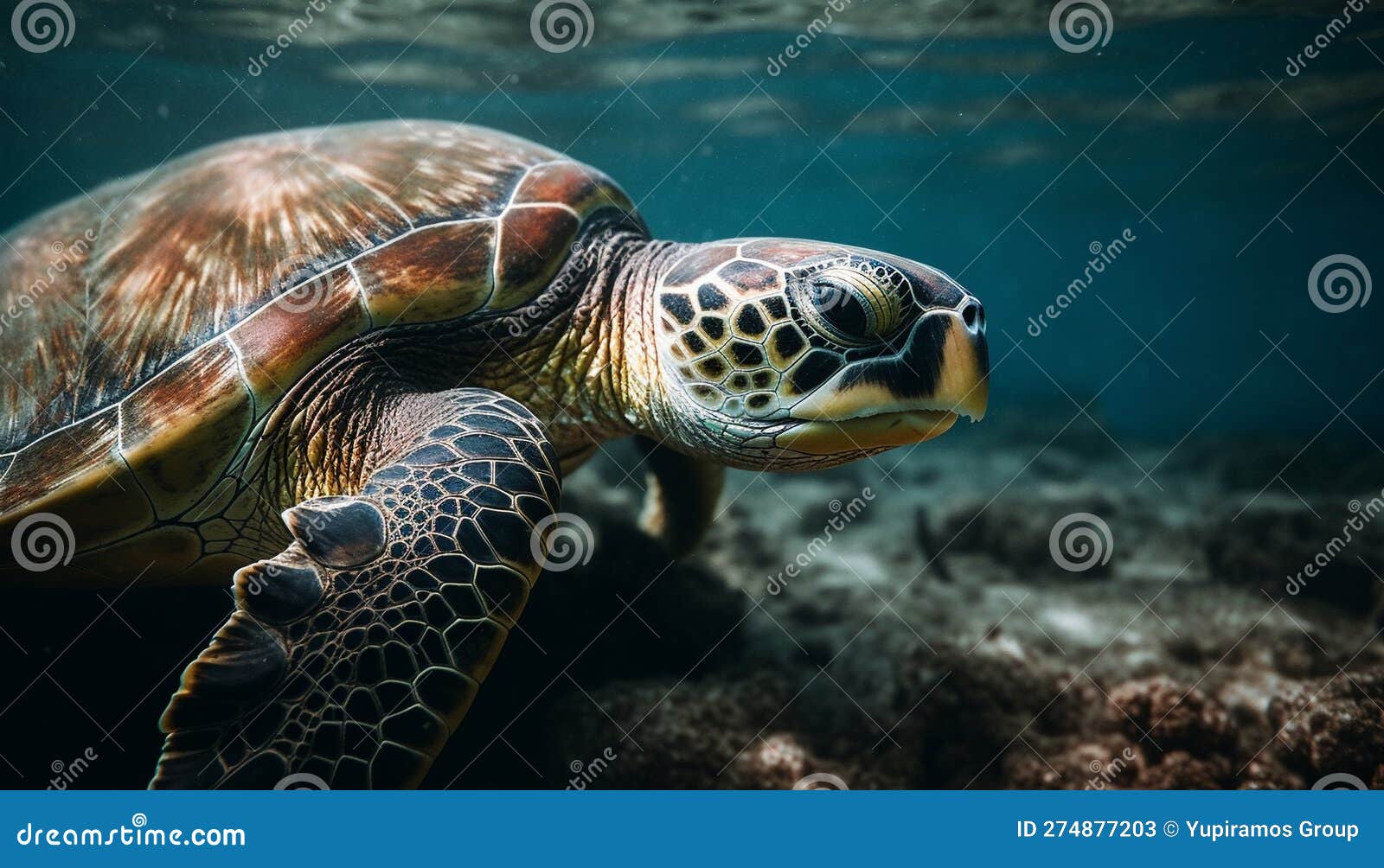 Hawksbill Turtle Swimming in Multi Colored Coral Reef Generated by AI ...