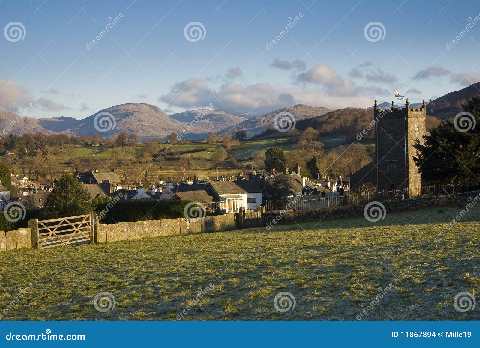 Hawkshead village stock photo. Image of fells, lake, cumbria - 11867894