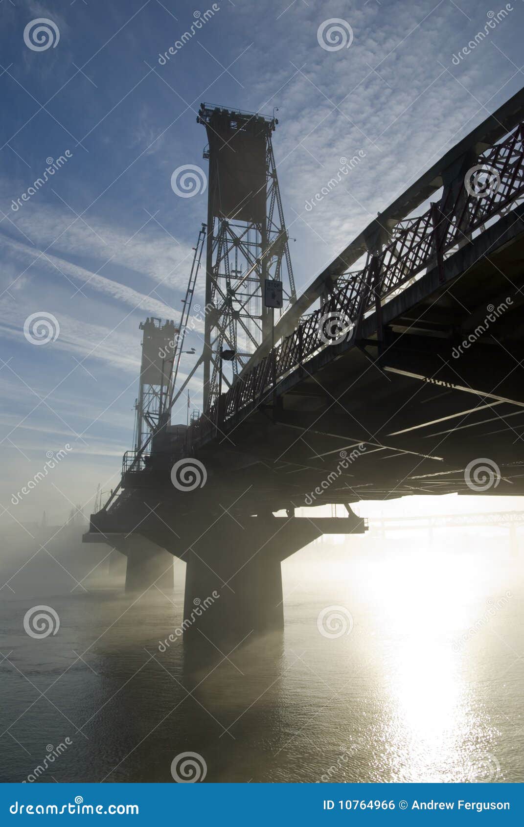 The Hawthorne Bridge with Fog. Stock Photo - Image of hazy, portland ...