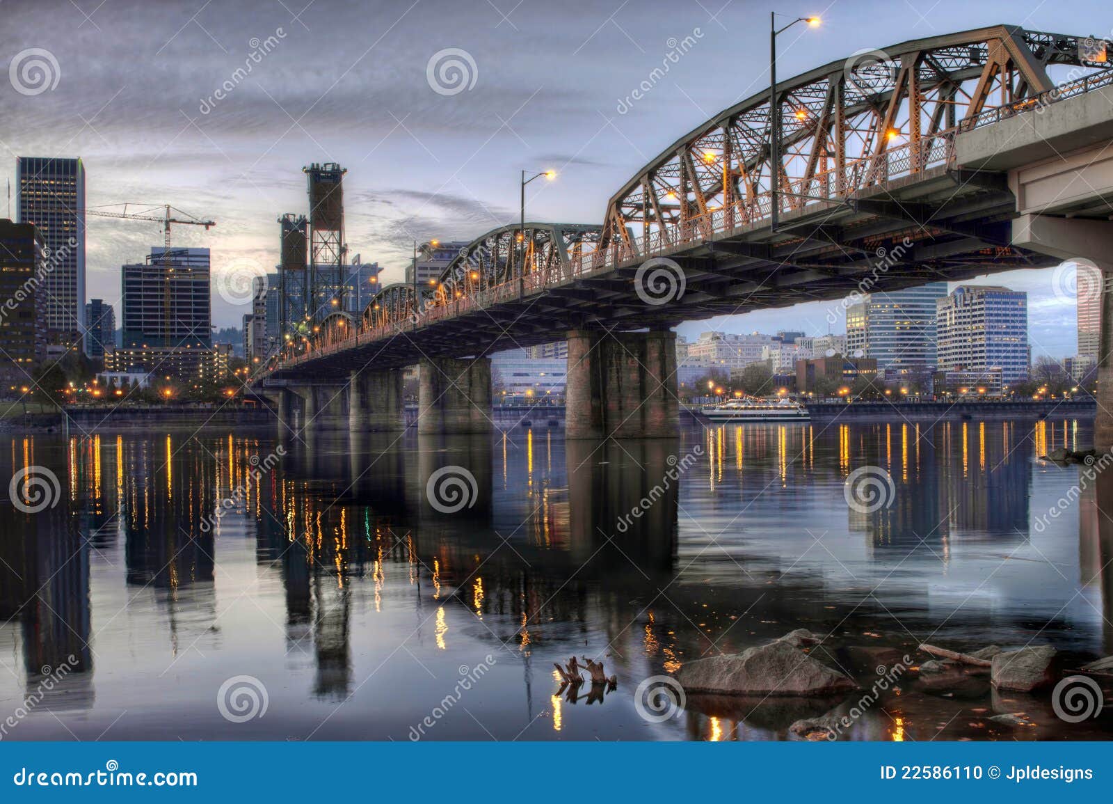 Hawthorne Bridge Willamette River Portland Oregon Stock Photo - Image ...