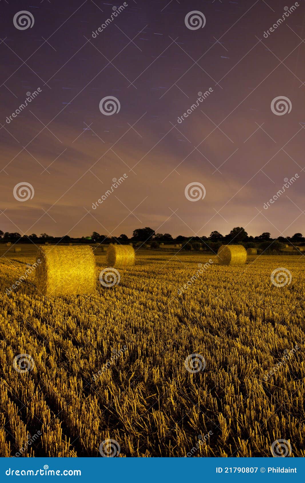 Hay bails at night stock image. Image of england, long - 21790807