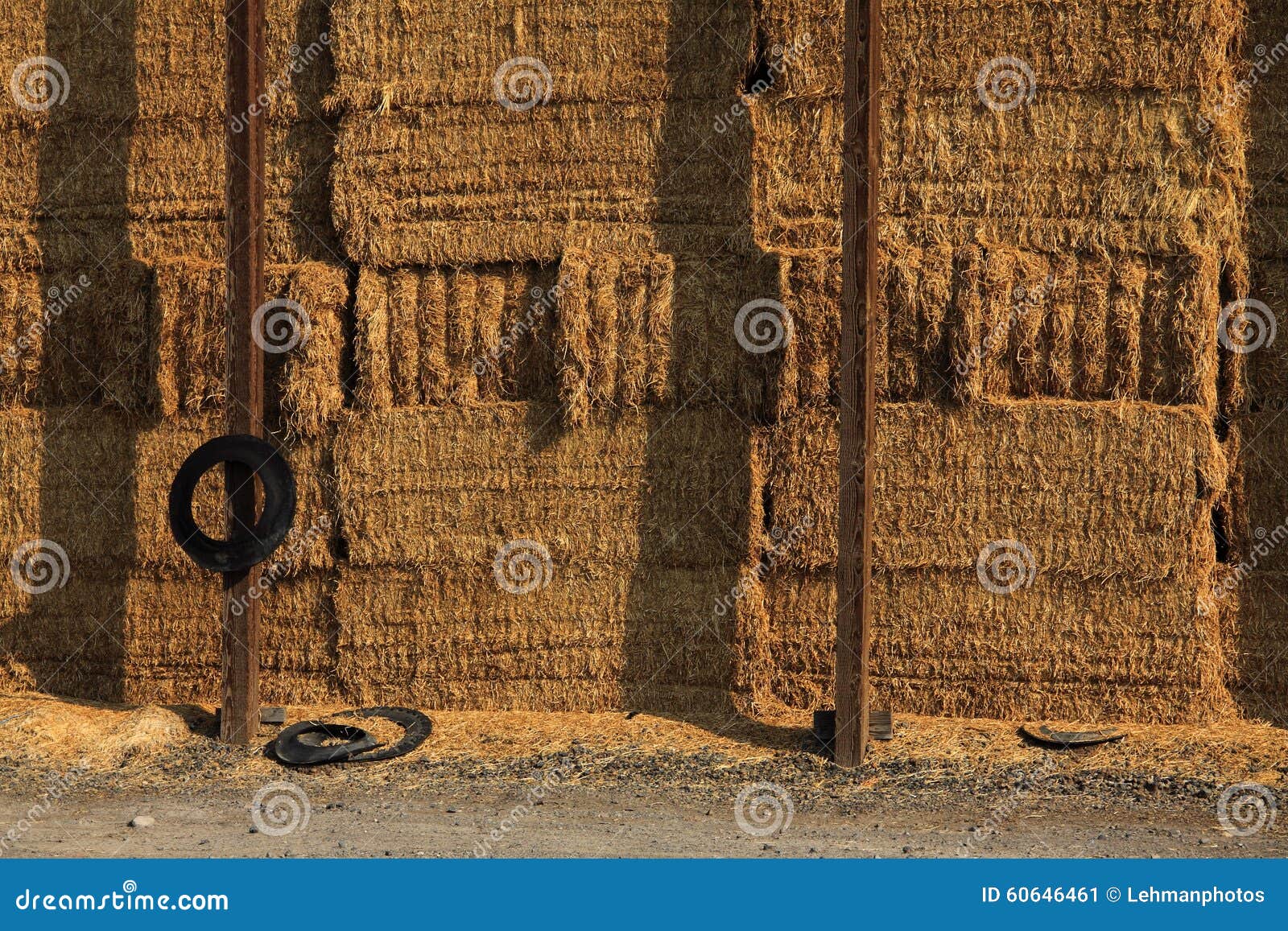 Hay Bales Stacked in a Barn Background Stock Image - Image of growing ...
