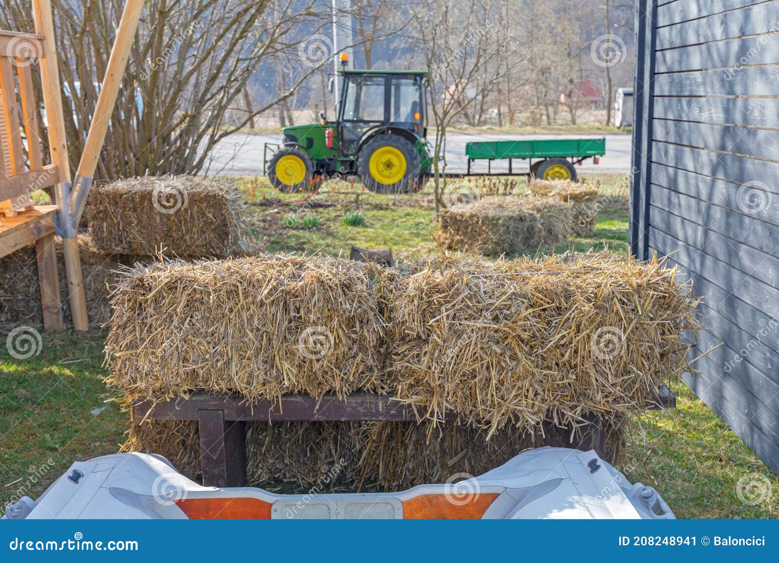 Hay Bale Farm stock image. Image of tractor, agriculture - 208248941