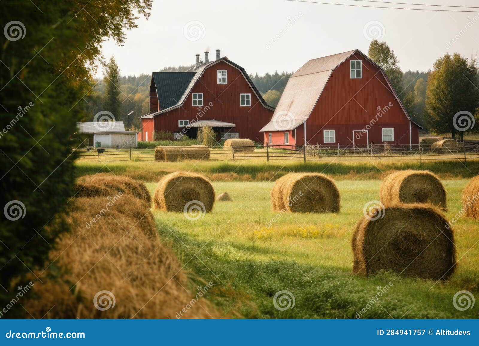 Hay Bale Maze from a Distance, Framed by a Barn Stock Illustration ...