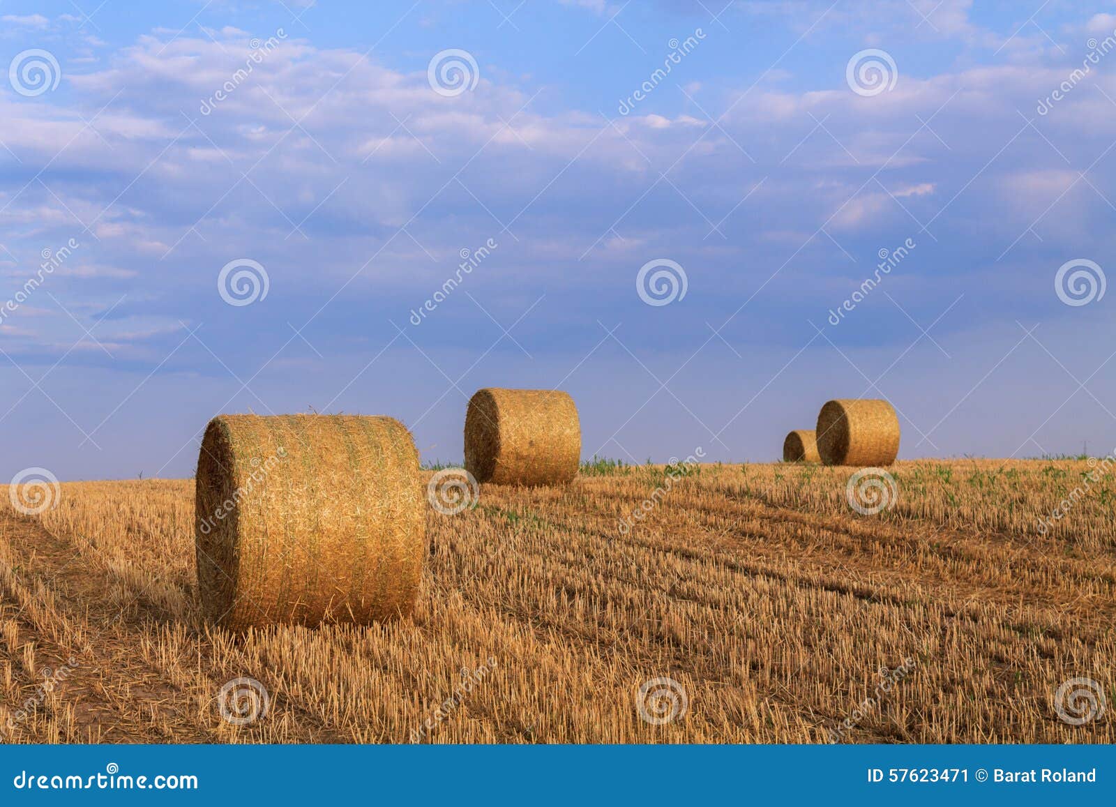 Hay bale at sunset stock image. Image of color, cloud - 57623471