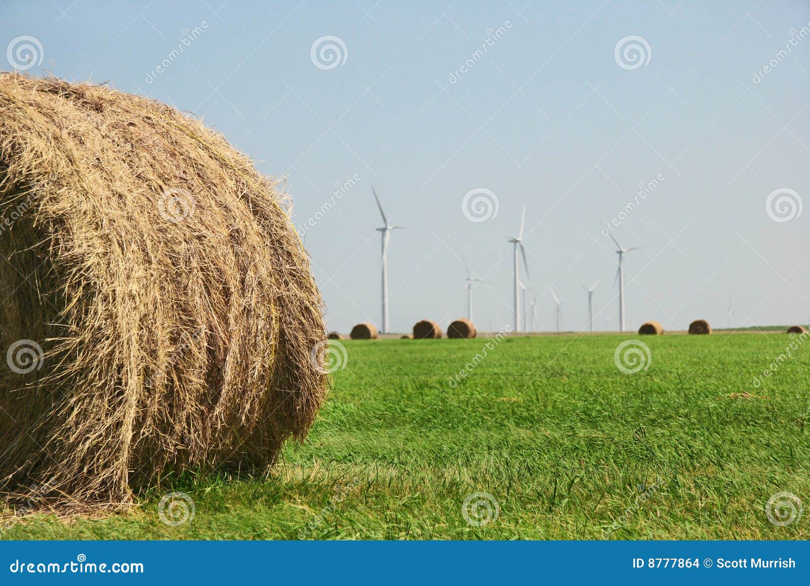 Hay Bale and Wind Turbines stock photo. Image of farm - 8777864