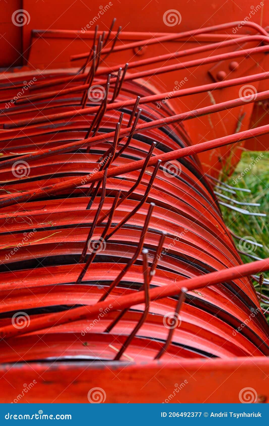 Hay Baler Close Up, Rake Press and Constructing Details Stock Image ...