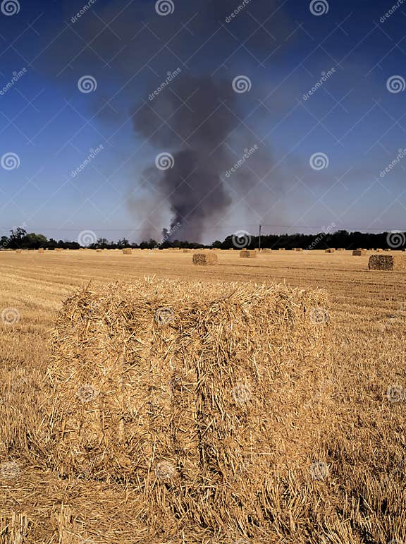 Hay bales stock image. Image of farm, pollution, burning - 23208419