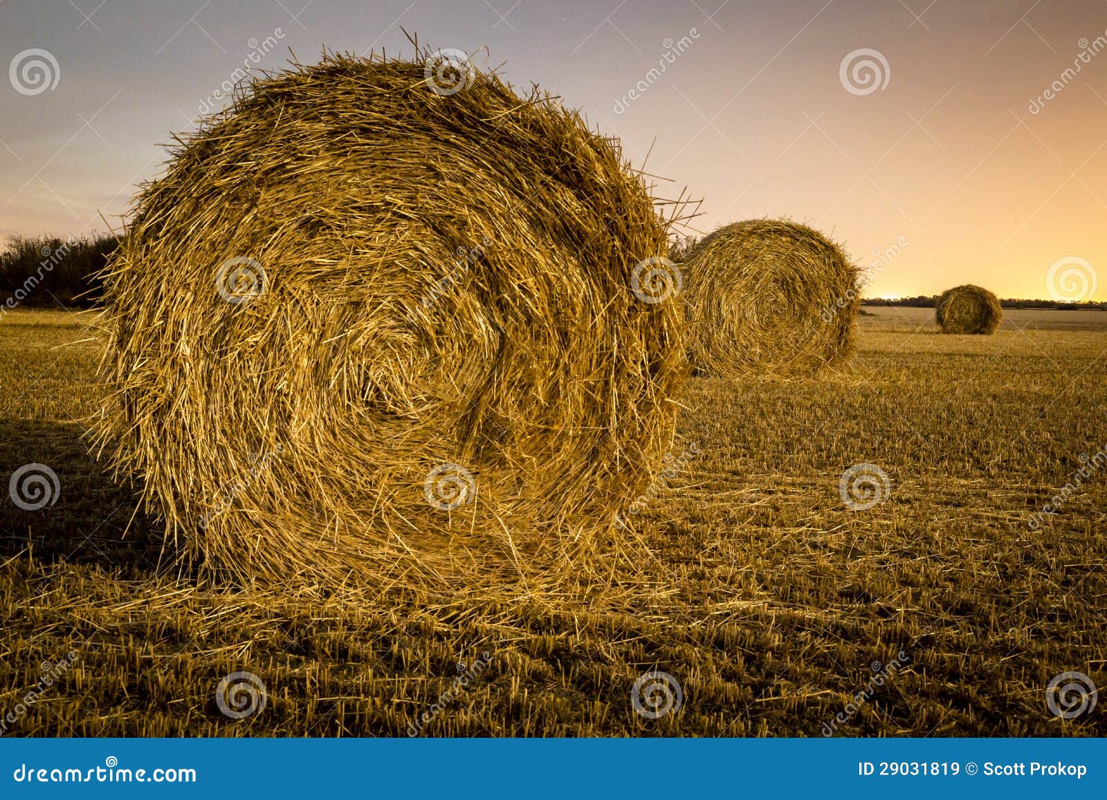 Hay Bales at Night stock image. Image of grain, field - 29031819
