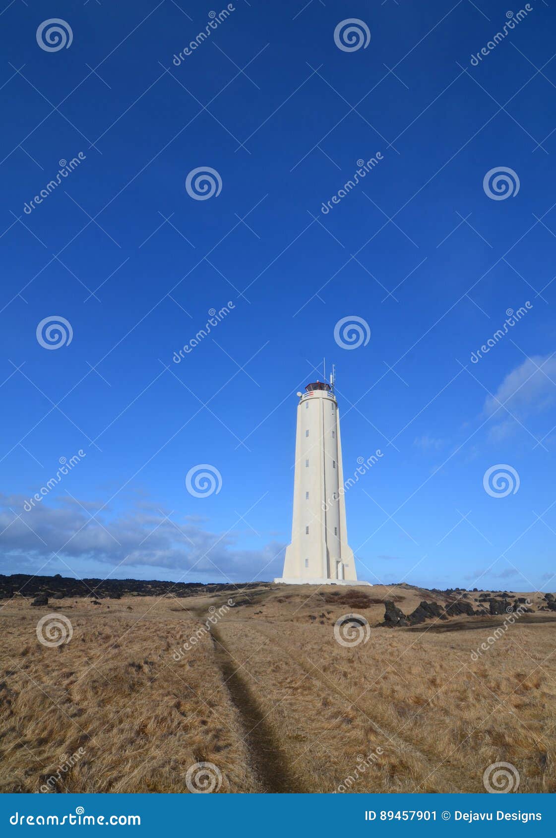 Hay Field Near Malarrif Lighthouse in Iceland Stock Image - Image of ...