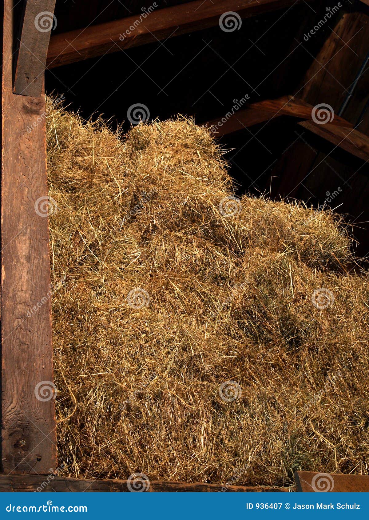 Hay in the loft stock image. Image of pile, stack, reserve - 936407