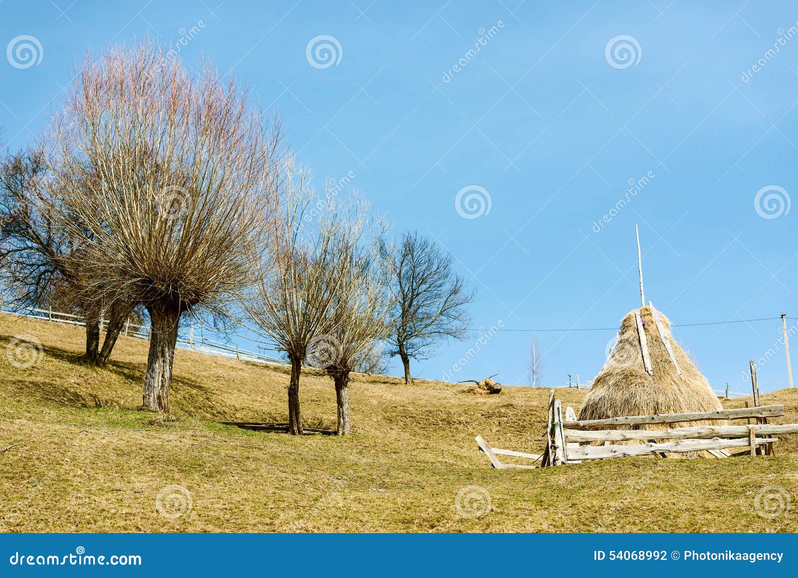 Hay stack in countryside stock photo. Image of barn, blue - 54068992