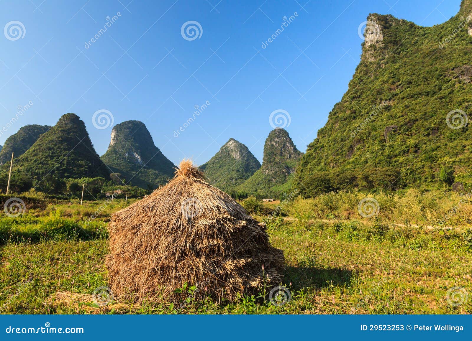 Hay Stack on the Land in a Rocky Hill Landscape Stock Image - Image of ...