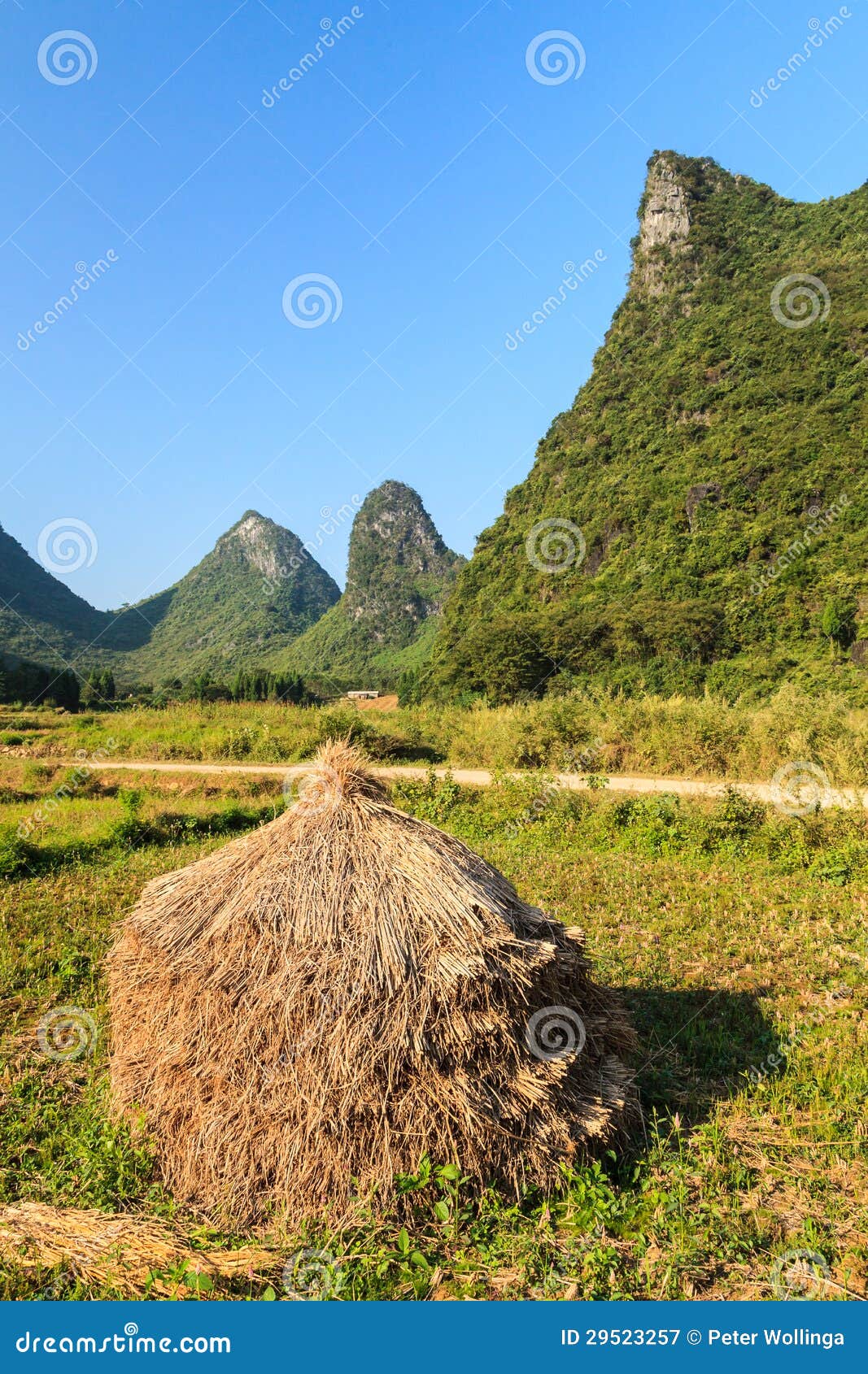 Hay Stack on the Land in a Rocky Hill Landscape Stock Image - Image of ...