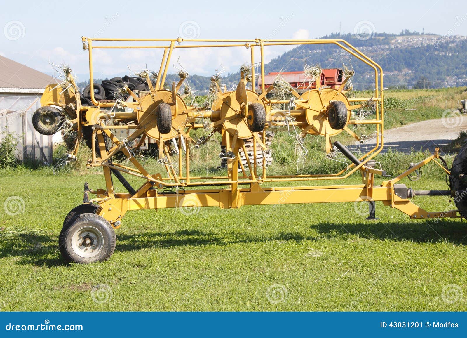 Hay Tedder stock image. Image of yellow, cure, machinery - 43031201