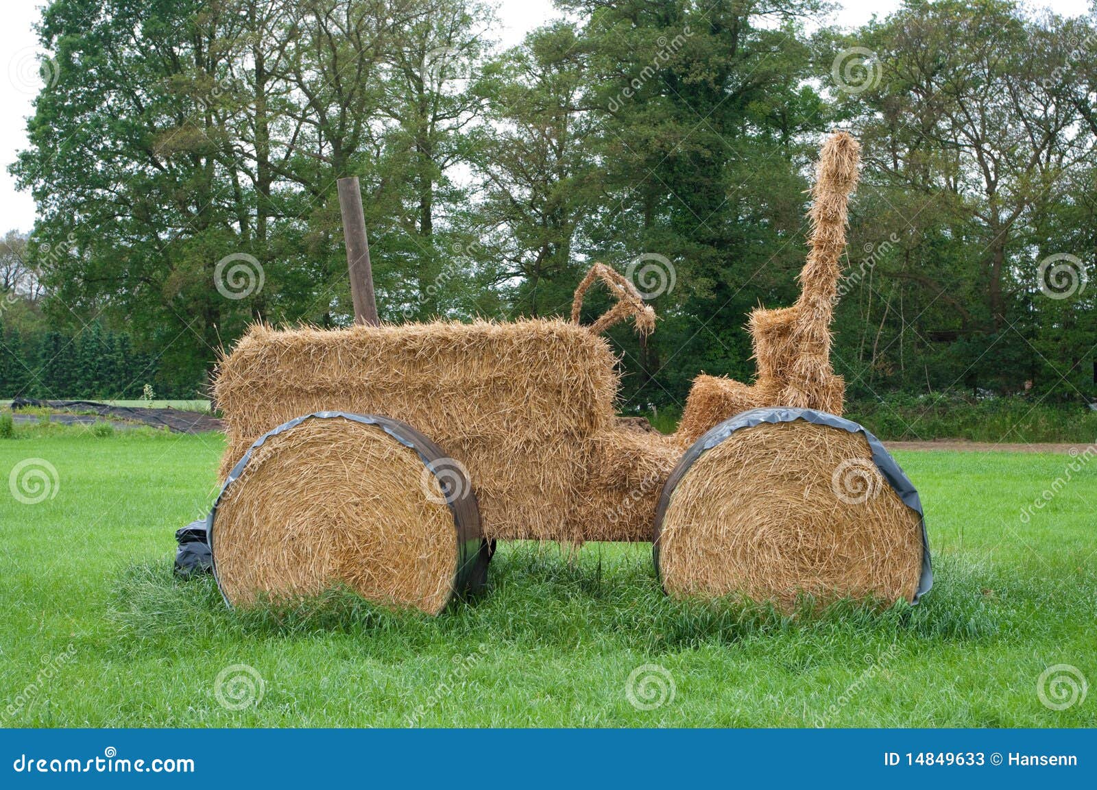 Hay tractor stock image. Image of grass, tree, bales - 14849633