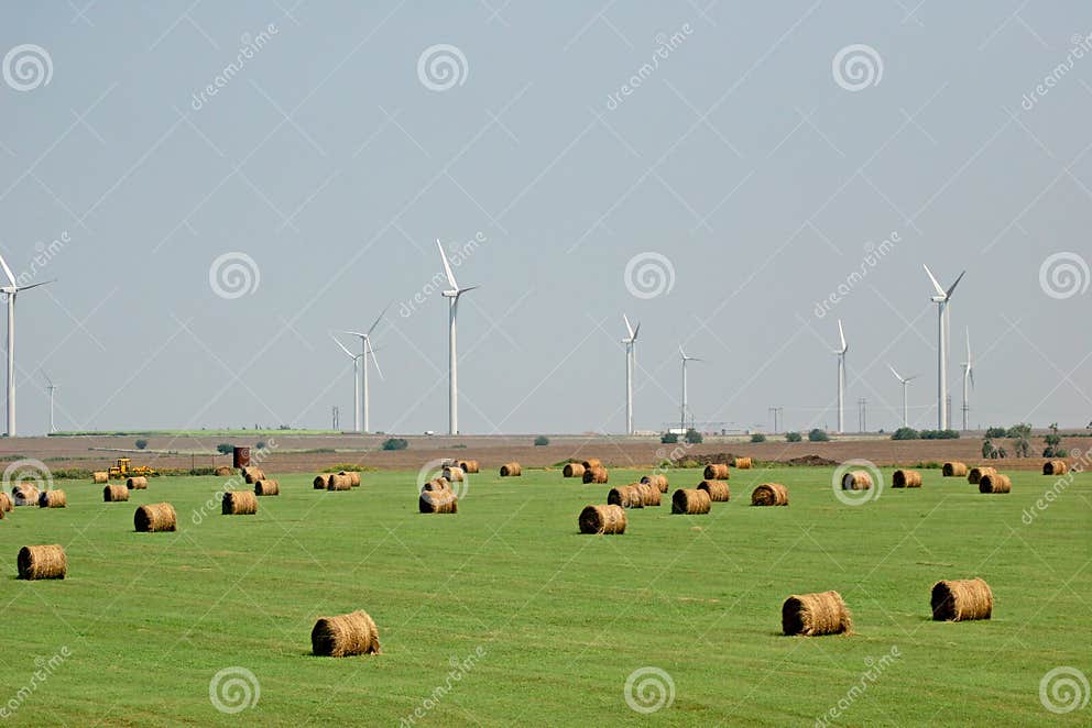 Hay and wind farm stock image. Image of grass, alternative - 8777859