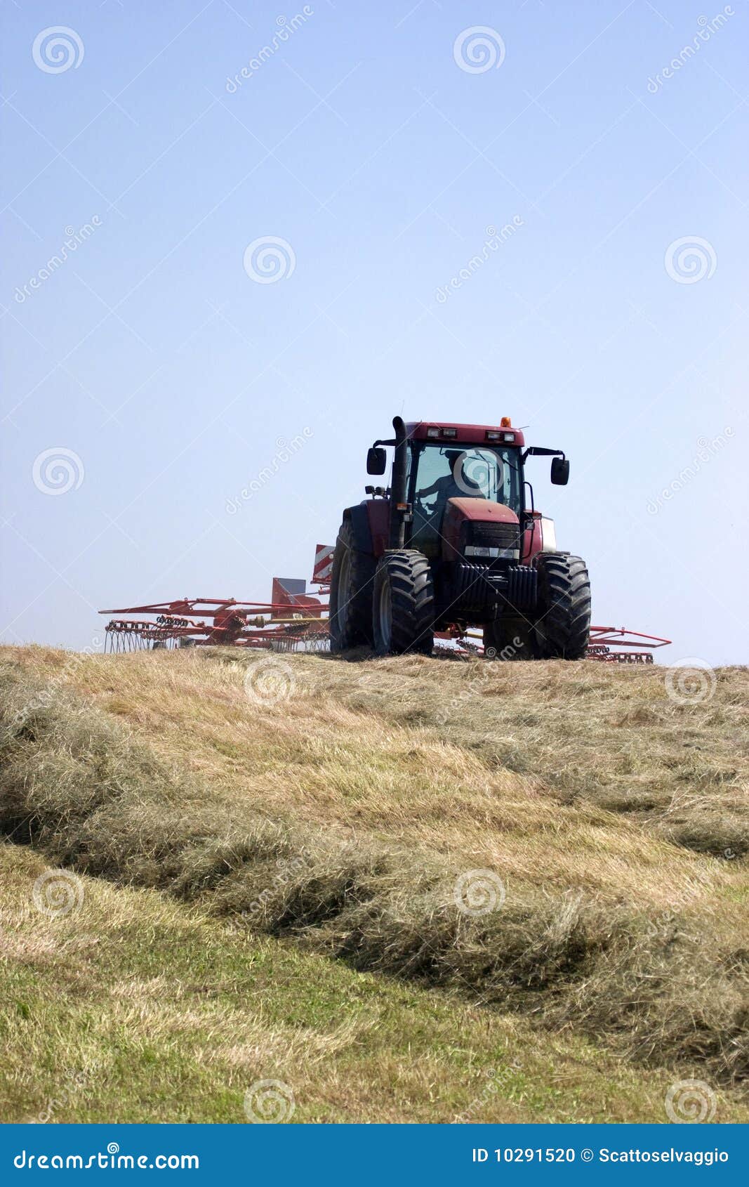 Haymaking: Tractor Turning Hay. Stock Photo - Image of mechanised ...